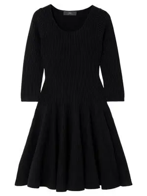 Arch4 Ribbed Knit Fit & Flare Dress - Black