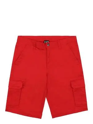 EA7 Cargo Shorts With Logo Patch - Red