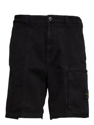 Stone Island Logo Detailed Cargo Shorts - Black