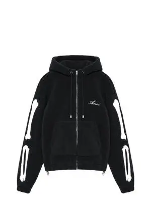 Amiri Bones Fleece Zip-up Hoodie - Black