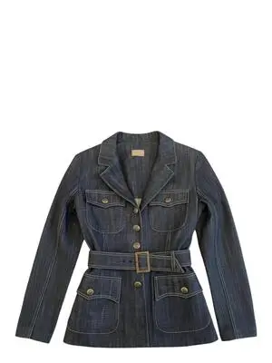 Alaïa Long-sleeved Denim Belted Jacket - Black