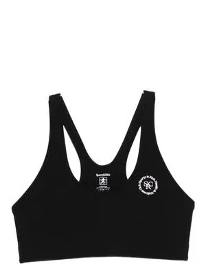 SPORTY  RICH Sporty & Rich Logo Print Short Sleeved Vest - Black