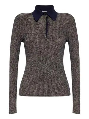 FERRAGAMO Long Sleeve Polo Shirt - Black