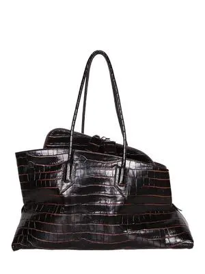 Attico Attico Double-Handle Croc Effect Handbag Black
