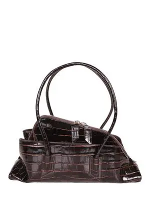 Attico Croc Effect Double Handle Handbag - Black