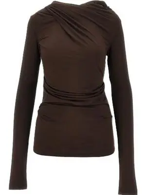 ENTIRE STUDIOS Draped Long-sleeve Top - Black