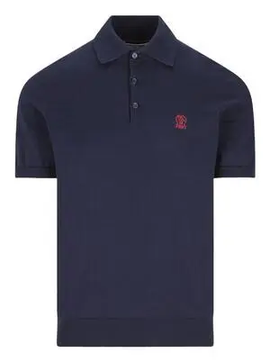 Brunello Cucinelli Lightweight Knitted Polo Shirt - Blue