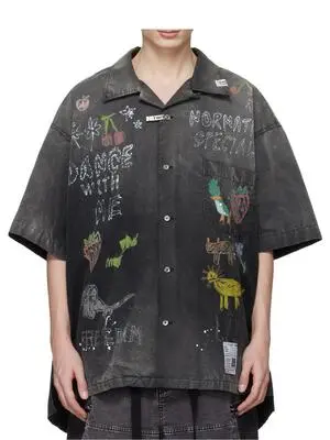 Mihara Yasuhiro Hand Drawing Print Shirt - Black