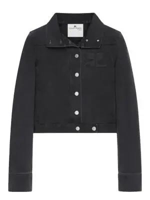 COURREGES Courrèges Cropped Logo Denim Jacket - Cowboy Black