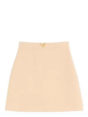 Valentino Garavani Logo Plaque Mini Skirt - Birch Color