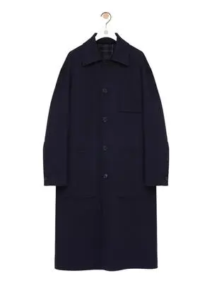 Loewe Long-sleeved Coat - Navy Blue/gray