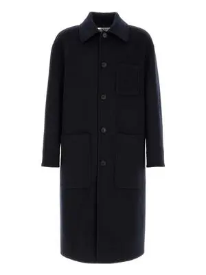 Loewe Long-sleeved Coat - Navy Blue/gray