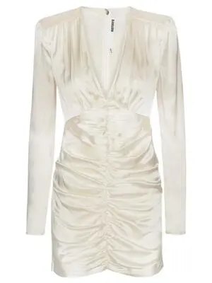 ROTATE BY BIRGER CHRISTENSEN Gathered Satin Mini Dress - Creamy White