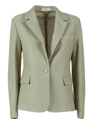 CIRCOLO 1901 Circolo 1901 Single-Breasted Knitted Cotton Blazer Gray