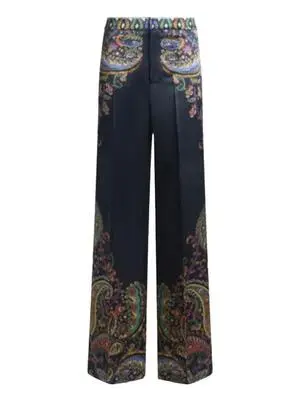 Etro Paisley Print Wide-leg Trousers - Green