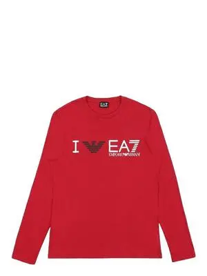 EA7 Logo T-shirt With Round Neck - Red