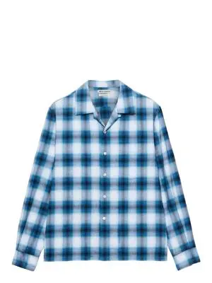 J.W.ANDERSON Jw Anderson Checked Camp-collar Shirt - Airforce Blue