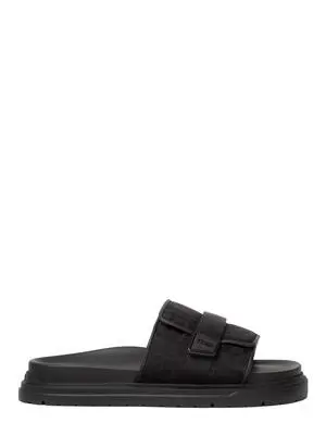 Fendi Chunky Monogrammed Slides - Black