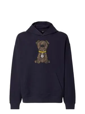 Fendi Dog Ito Ff Jacquard Hoodie - Dark Blue