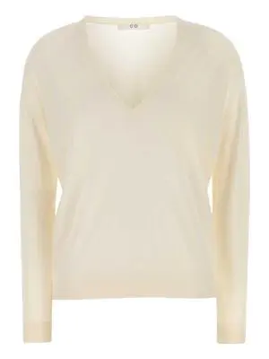 Co Knitwear V-neck Cropped Sweater - Nude