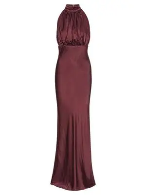ROTATE BY BIRGER CHRISTENSEN ROTATE Sleeveless Halterneck Ruched Dress