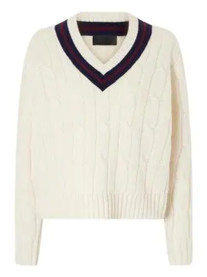 NILI LOTAN Fabiana Striped Cable-knit Wool Sweater - Ivory