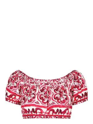 DOLCE & GABBANA Dolce & Gabbana Mediterraneo Printed Off-Shoulder Blouse