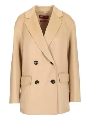 Max Mara Double-breasted Long-sleeved Coat - Nude