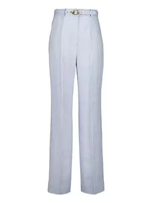 Zimmermann Pinstripe Belted Tailored Trousers - Gray