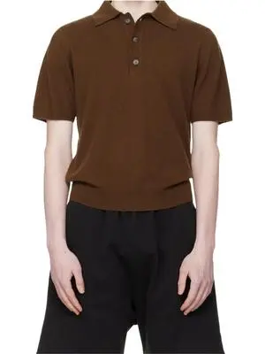 ENTIRE STUDIOS Short Sleeve Knit Polo - Cedar