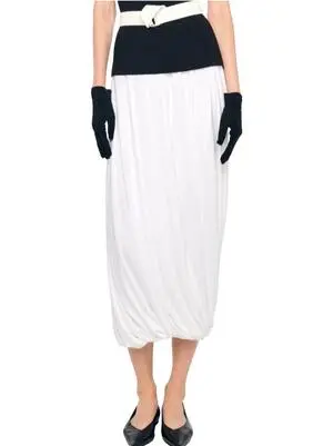 Norma Kamali Gathered Midi Skirt - Snow-white