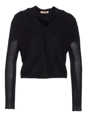 TWINSET Floral Embroidered Knitted Sweater - Black