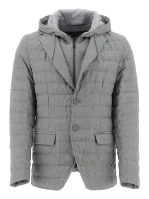 Herno Hooded Quilted Blazer - Gray