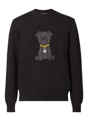 Fendi Ff Dog Crewneck Knitted Jumper - Black