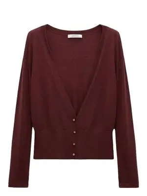 Dorothee Schumacher Button-front V-neck Cardigan - Deepredbrown