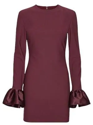 ROTATE BY BIRGER CHRISTENSEN Long Sleeve Frill Cuff Mini Dress - Red