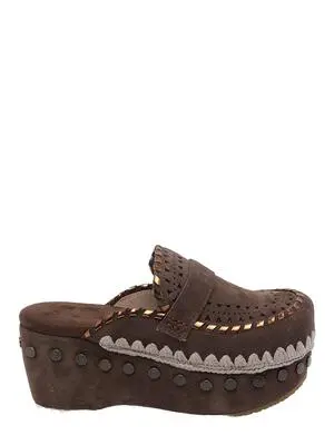 Mou Platform Studded Clogs - Black