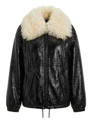 Gucci Coated Fabric Bomber Jacket With Detachable Shearling Collar - Black