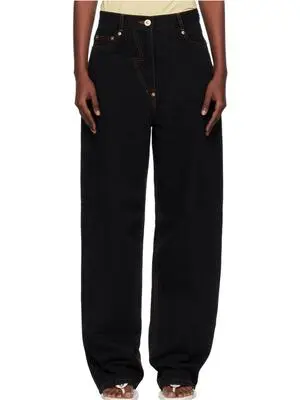 PUSHBUTTON Straight-leg Jeans With Belt Loops And Contrast Stitching - Black