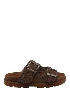 Mou Buckled Flat Sandals - Brown
