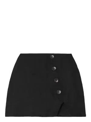 REFORMATION Taylor Button Detail Mini Skirt - Black