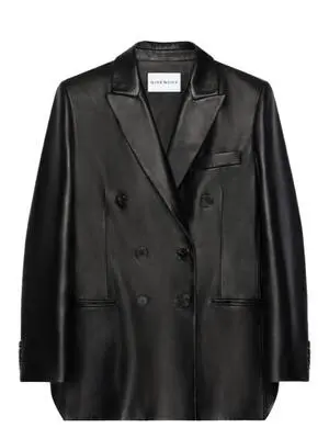 Givenchy Cutout Double-breasted Leather Blazer - Black