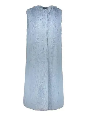 Herno Long Faux Fur Gilet Coat - Blue