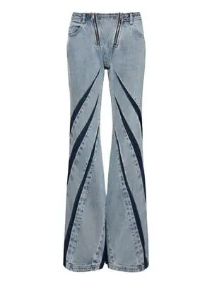DION LEE Flared Zip Low Rise Denim Jeans - Denim Blue