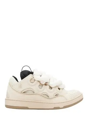 LANVIN Curb Sneakers With Snakeskin Laces - Beige/black