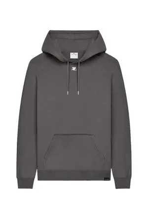 COURREGES Logo Drawstring Hoodie - Charcoal Black