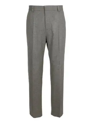 Hugo Boss Tailored Pleated Trousers With Belt Loops - Grey
