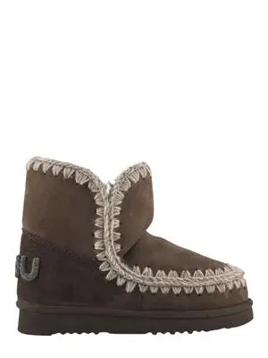 Mou Crochet-trim Ankle Boots - Brown Pepper
