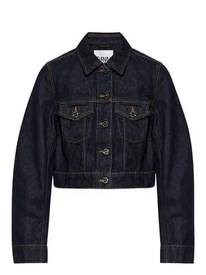 GANNI Cropped Denim Jacket - Black