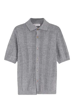 Brunello Cucinelli Short-sleeved Knitted Shirt - Grey